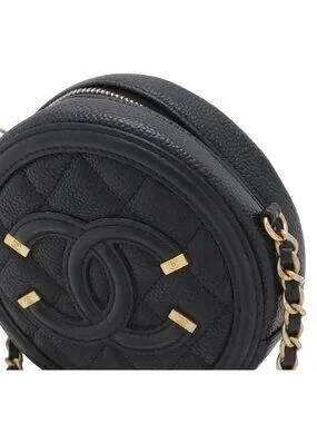 CHANEL | Bags | Chanel Cc Filigree Cc Logo Round Chain Shoulder Bag ...